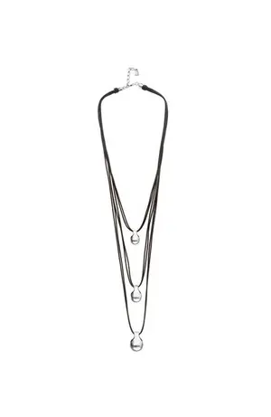UNODE50 Triple Leather Necklace - Silver