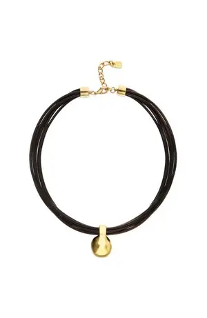 UNODE50 Leather Necklace With 18k-plated Dial - Gold