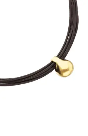UNODE50 Leather Necklace With 18k -plated Dial Pendant - Gold