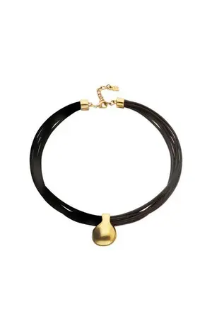UNODE50 Leather Necklace With 18k -plated Dial Pendant - Gold