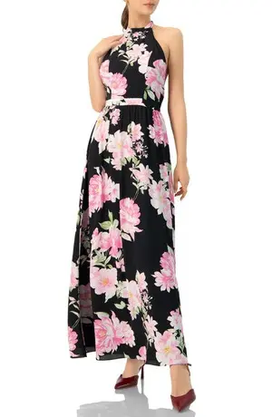 IVONNE Floral Halter Neck Backless Maxi Dress