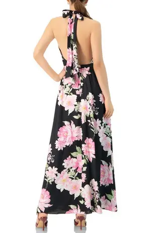 IVONNE Floral Halter Neck Backless Maxi Dress
