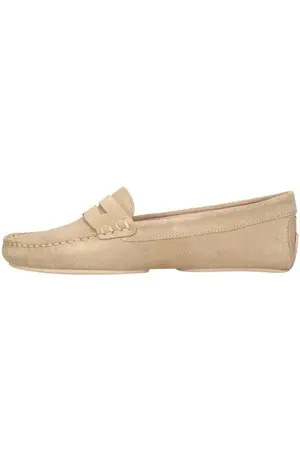 Pretty Ballerinas Suede Driving Moccasins - Beige