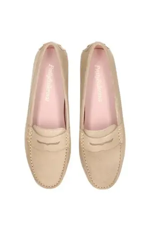 Pretty Ballerinas Suede Driving Moccasins - Beige