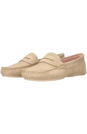 Pretty Ballerinas Suede Driving Moccasins - Beige