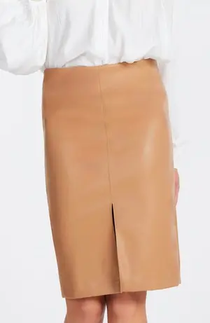 BISHOP + YOUNG Briana Faux Leather Midi Skirt - Caramel