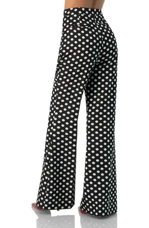 IVONNE Polka Dot Flared Pants - Black