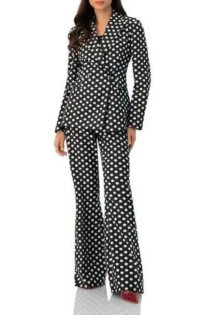 IVONNE Polka Dot Flared Pants - Black