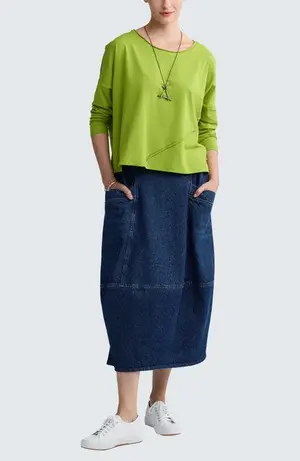 LUUKAA Cerys Asymmetric Jersey Blouse - Lime