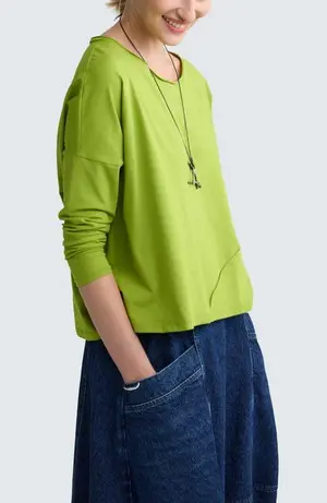 LUUKAA Cerys Asymmetric Jersey Blouse - Lime