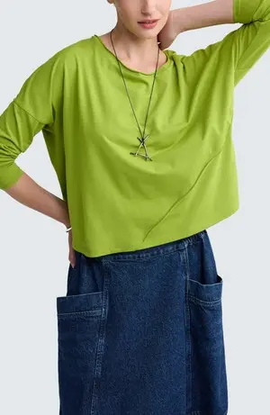LUUKAA Cerys Asymmetric Jersey Blouse - Lime