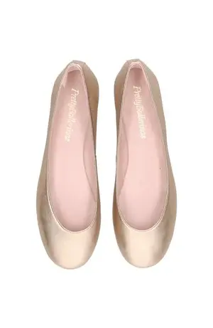 Pretty Ballerinas Round Toe Metallic Ballerina Flat - Gold