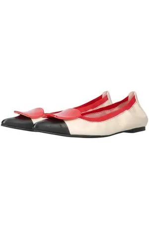 Pretty Ballerinas Pointed Toe Ballet Flats With Brooch - Ivory
