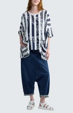LUUKAA Emryn Striped Jersey Tunic - Navy
