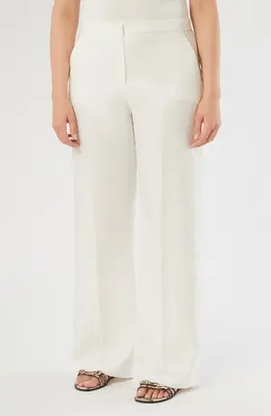 Marina Rinaldi Canapa Linen Wide Leg Pants - White