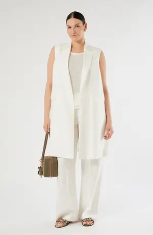 Marina Rinaldi Canapa Linen Wide Leg Pants - White