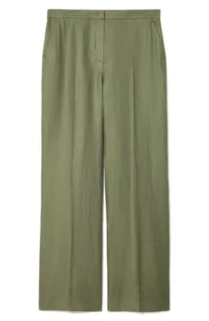 Marina Rinaldi Canapa Linen Wide-leg Pants - Olive Green