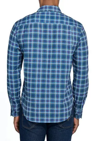 BROOKLYN BRIGADE Checked Print Woven Long Sleeve Basic - Navy