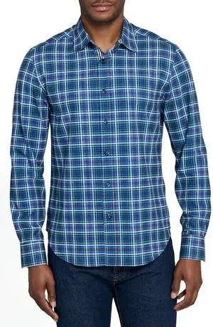 BROOKLYN BRIGADE Checked Print Woven Long Sleeve Basic - Navy