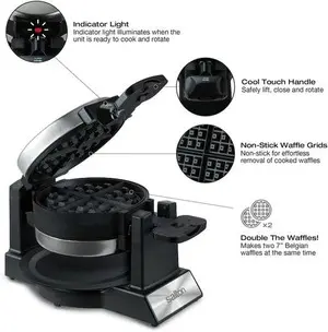 SALTON Rotating Double Belgian Waffle Maker