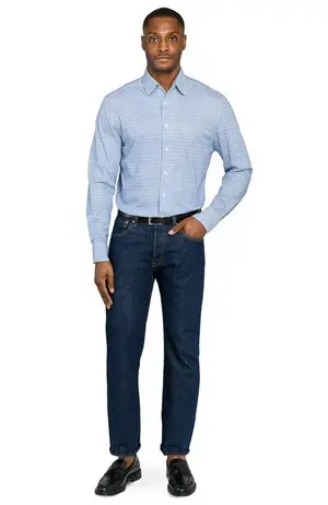 BROOKLYN BRIGADE Plaid Print Knit Long Sleeve Basic - White/blue