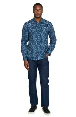 BROOKLYN BRIGADE Stems Print Woven Long Sleeve Basic - Navy