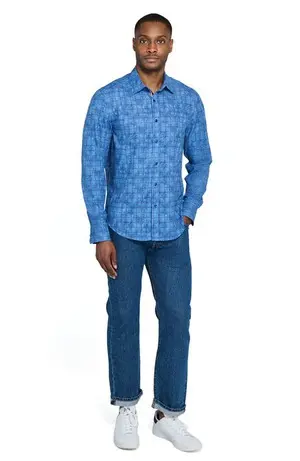 BROOKLYN BRIGADE Flannel Print Woven Long Sleeve Basic - Dk Denim