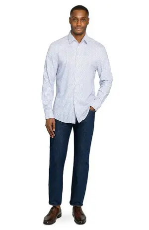 BROOKLYN BRIGADE Diamond Print Knit Long Sleeve Basic - White/blue