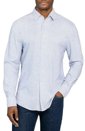 BROOKLYN BRIGADE Diamond Print Knit Long Sleeve Basic - White/blue