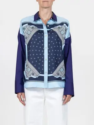 CALLAS MILANO Sirene Scarf-front Shirt - Ocean/navy