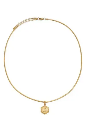 PETIT MOMENTS Initial Pendant Necklace - Gold-d