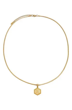 PETIT MOMENTS Initial Pendant Necklace - Gold-e