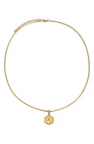 PETIT MOMENTS Initial Pendant Necklace Gold