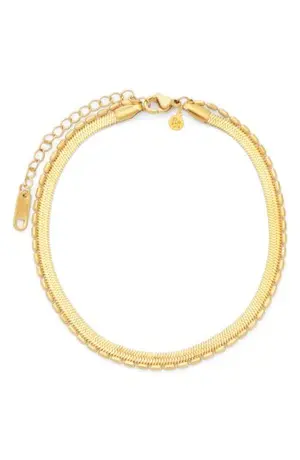 PETIT MOMENTS Salem Layered Snake & Bead Chain Anklet - Gold