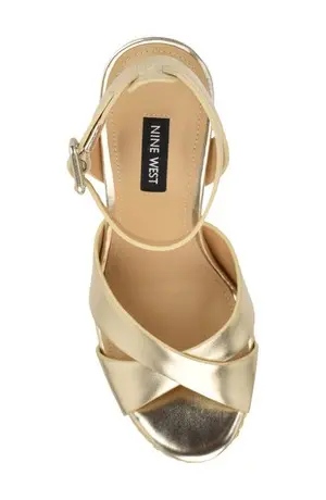 Nine West Platform Sandal With Ankle Strap - Gold