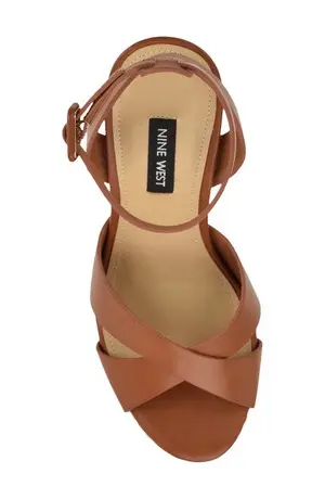 Nine West Platform Sandal With Ankle Strap - Medium Brown