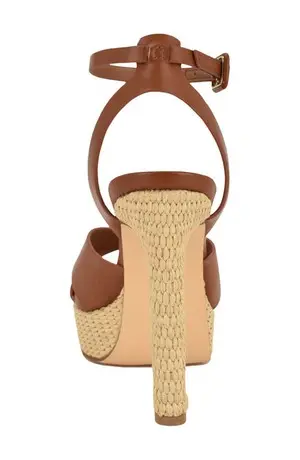 Nine West Platform Sandal With Ankle Strap - Medium Brown