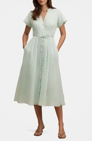 EVER NEW Jemma Linen Shirt Dress