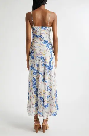 Ulla Johnson Thais Ikat Wave Print Silk Crêpe De Chine Slipdress