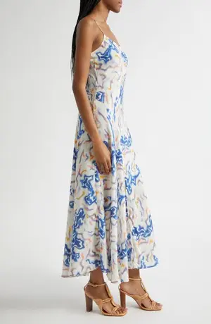 Ulla Johnson Thais Ikat Wave Print Silk Crêpe De Chine Slipdress