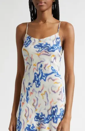 Ulla Johnson Thais Ikat Wave Print Silk Crêpe De Chine Slipdress