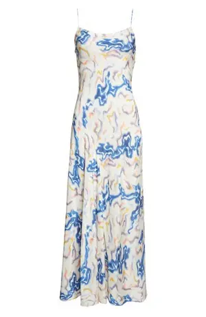 Ulla Johnson Thais Ikat Wave Print Silk Crêpe De Chine Slipdress