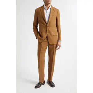 Isaia Unito Linen Twill Suit - Medium Brown