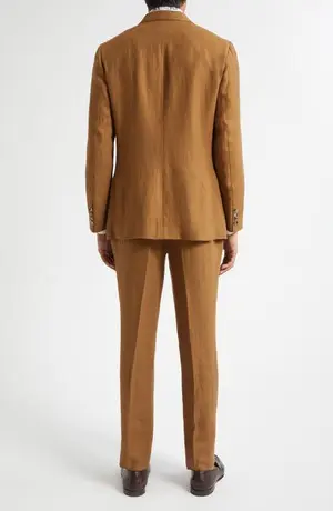 Isaia Unito Linen Twill Suit - Medium Brown