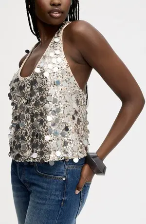 Sam Edelman Paillette Crop Tank