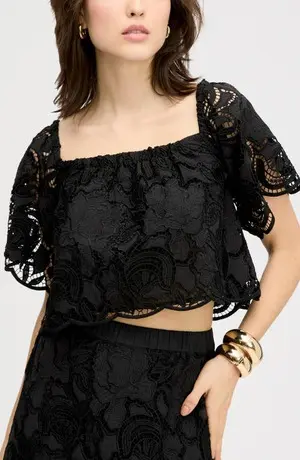 Sam Edelman Lace Off-the-shoulder Crop Top