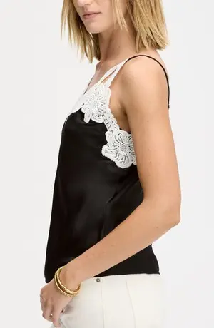 Sam Edelman Lace Trim Camisole - True Black