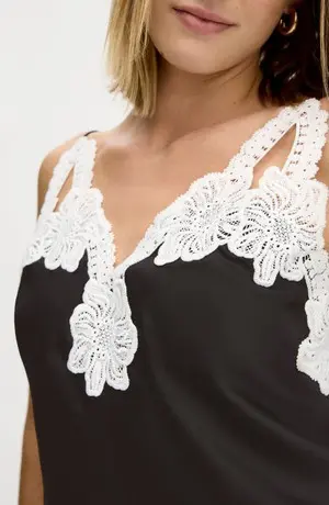 Sam Edelman Lace Trim Camisole - True Black