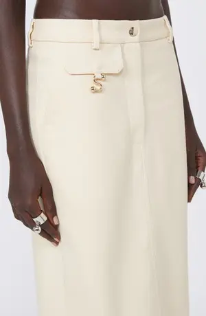 Sportmax Adepto Cotton Blend Twill Pencil Skirt