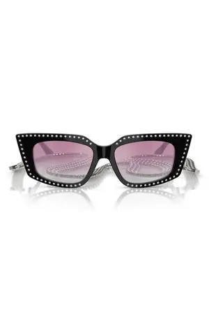 JIMMY CHOO 52mm Embellished Cat Eye Sunglasses - Black/clear Gradient